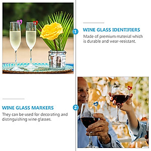 KICHOUSE 2 Sets 16 Pcs Wine Glass Marker Wedding Decoration Wine Bottle Labels Portable Cup Heart Shaped Ring Cup Recognizer Cup Silicone Labels Wine Glass Identifiers Drink Markers Hawaii