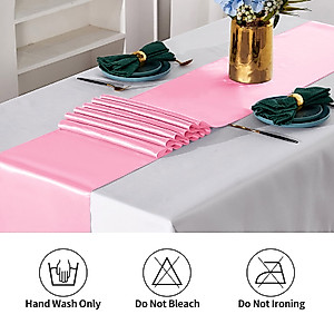 yourose 5 Pack Satin Table Runners 12 x 108 inch for Wedding Banquet Decoration, Bright Silk and Smooth Fabric Party Table Runner （Pink，5 piecess）
