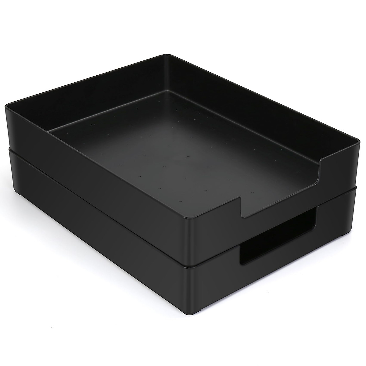 EsOfficce Letter-Size Tray, 2PCS Plastic Stackable A4 Paper Tray, Desk Drawer Organizer, Multi-use Large Storage Basket for Office Home Supplies,13 x 9.6 inch