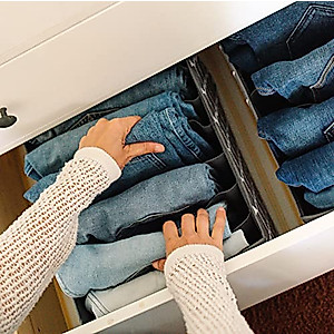 Three Sweet Peas Co XL Jeans Organizer for Closet I Clothes Organizer for Folded Clothes I Drawer Organizer for Clothing | Wardrobe Clothes Organizer for Jeans Grey