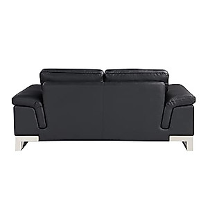 Blackjack Furniture Weston Collection Italian Leather Living Room, Den Loveseat, Black