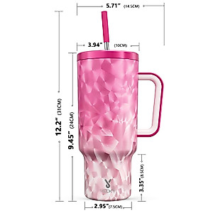 Meoky 40oz Tumbler with Handle for Women: 100% Leakproof Stainless Steel Insulated Tumbler with Lid and Straw for Car Travel Home - Fashion Enthusiasts, Candy