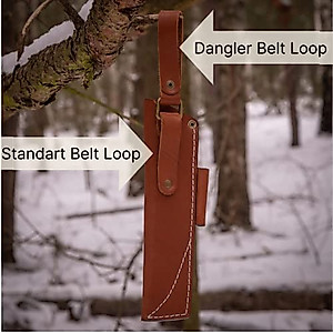 BPS Knives Brown Belt Knife Sheath with Fire Steel - Leather Sheath for Fixed Blade Knife with Fire Starter - Outdoor, Hunting, Bushcraft, Camping Fixed Blade Knives