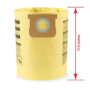 Shop-Vac 9067133, High-Efficiency Disposable Collection Filter Bags, Fits 5-8 Gallon Tanks, Yellow, Vacuum Filter Bags, Dry Pick Up Only, (2 Pack)