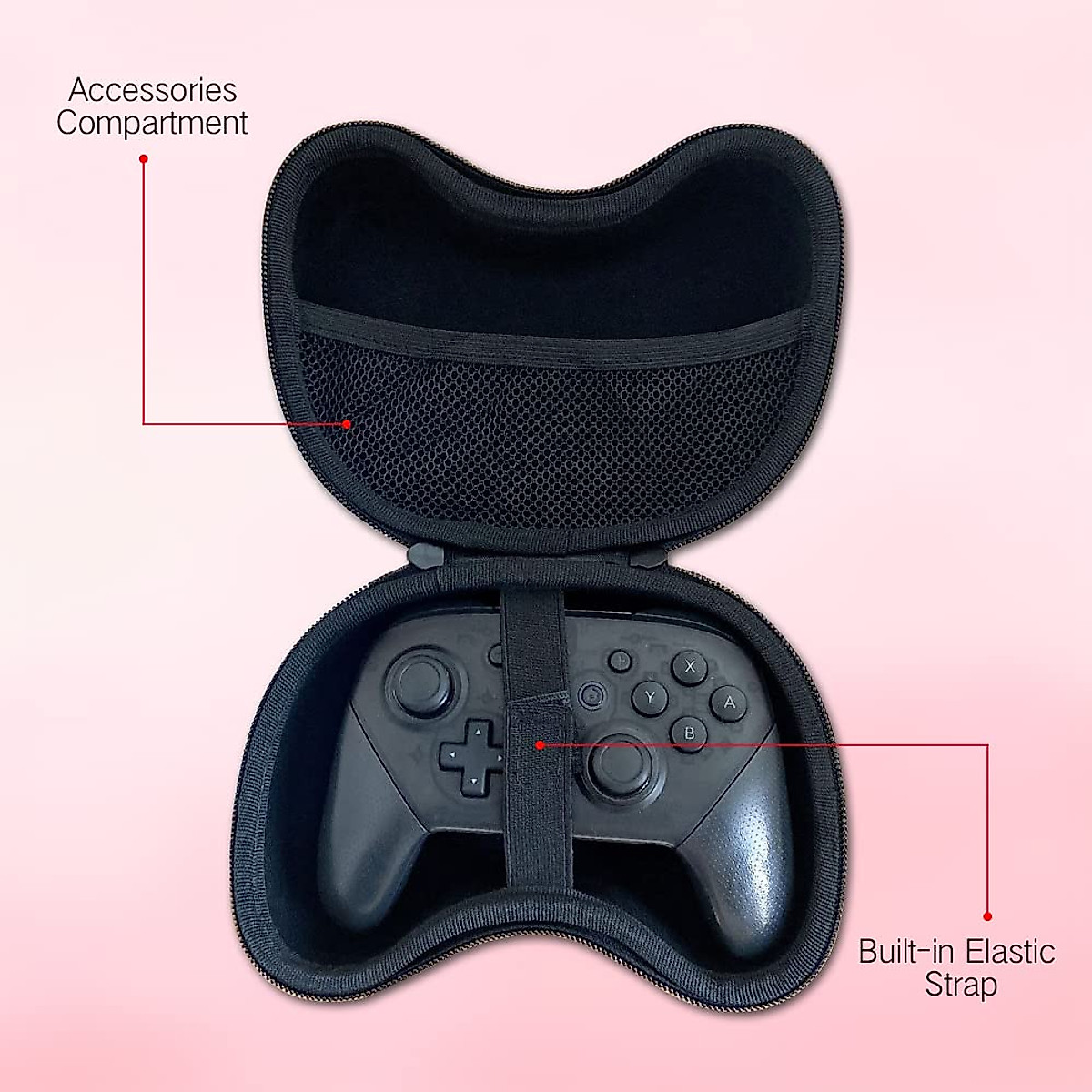 PERFECTSIGHT Controller Travel Case for Playstation 5 Controller, PS5, PS4, Switch Pro, Switch OLED and Xbox Controller, Heavy Duty Protective Cover Hard Carrying Controller Case - Cute Rabbit