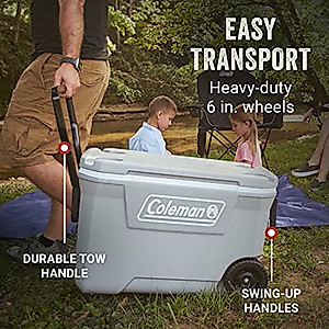 Coleman Ice Chest | Coleman 316 Series Wheeled Hard Coolers, 62qt Rock Grey