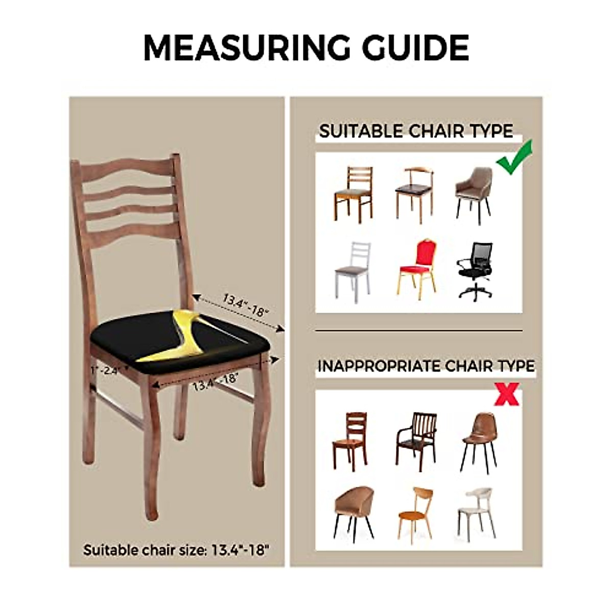 PRINT PICTURE ARTHOME Chair Covers for Dining Room Set of 6, Removable Washable Office Chair Cover, Golden Glitter High Heels Chair Cushion Covers for Bar Stool Kitchen 13.4"-18"