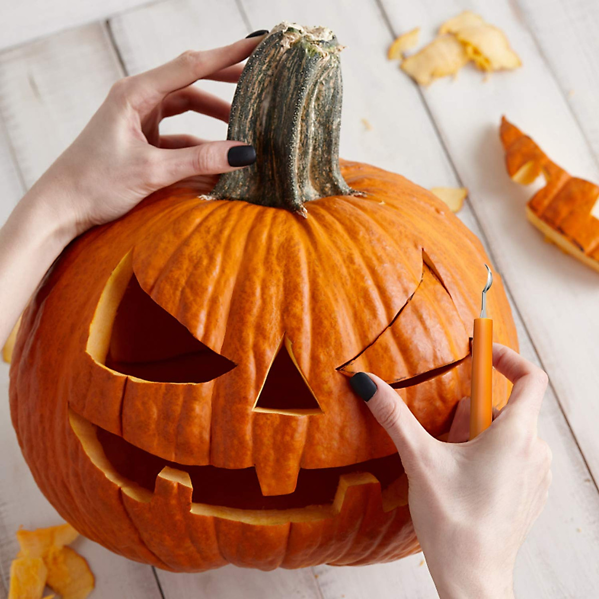 YAOMAISI Halloween Adult and Children Pumpkin Carving Kit Carving Knife Upgraded Edition 12 Pieces of Professional Stainless Steel Pumpkin Carving Tool Belt Handbag