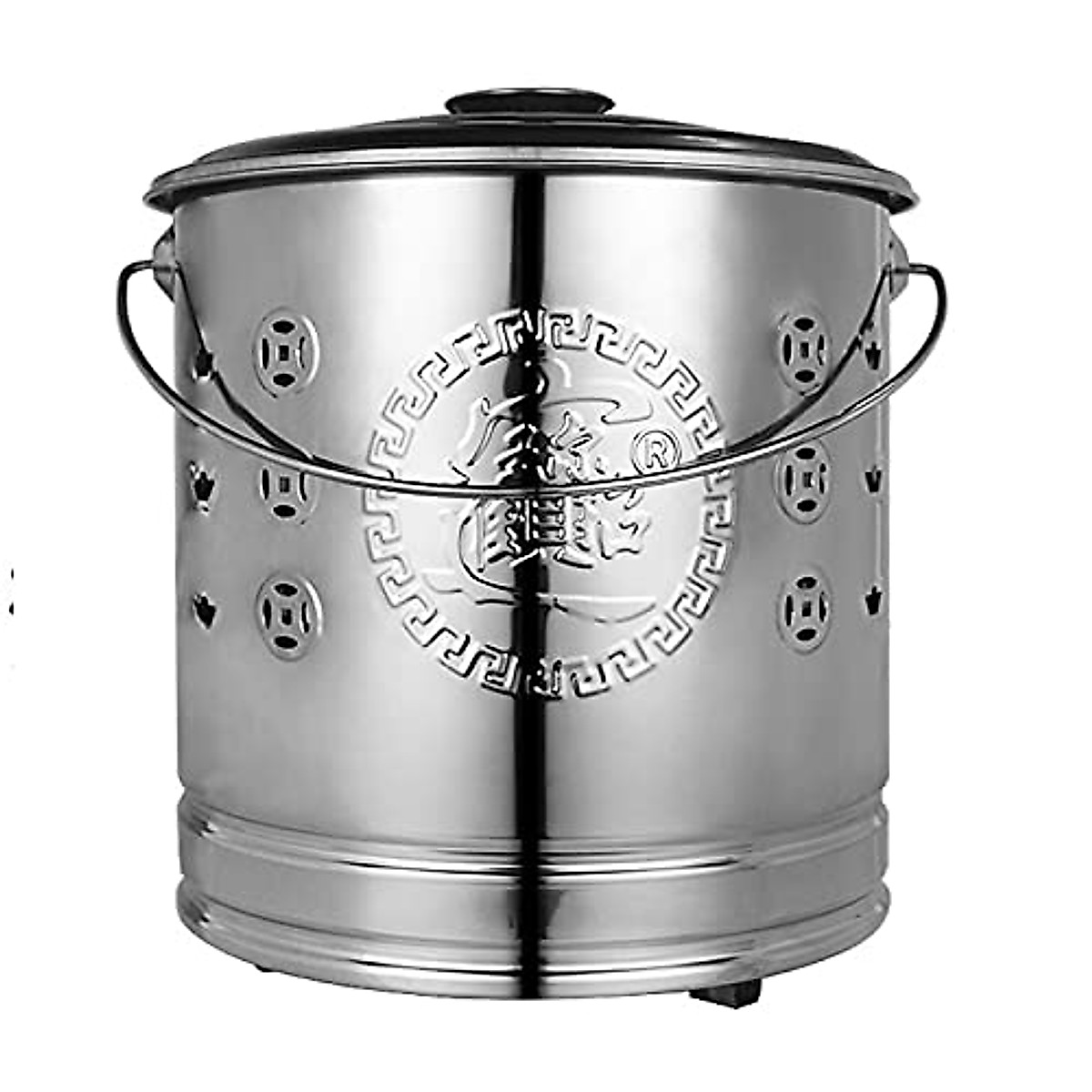 HELOU Garden Stainless Steel Burn Barrel Yard Debris Incinerator Bin, Waste Disposal Fire Bin Dustbin Rubbish Paper Leaves Wood Waste Disposal Burner,with Fire Hook/Liner/Grid