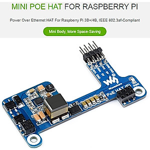 Power Over Ethernet HAT POE HAT (E) for Raspberry Pi 4B/Pi 3B+, IEEE 802.3af-Compliant Standard, Support Connecting Cooling Fan and Official Case