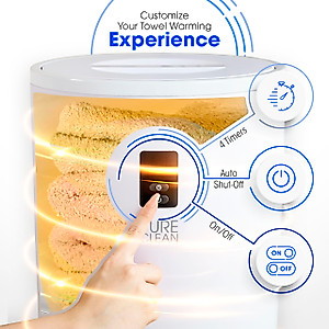 Pureclean Single Touch Towel and Blanket Warmer with Fragrant Disc Holder and LED Ring Gray, Perfect Size for Two Large Bath Towels, Automatically Shut off Feature, Built-in Timer for 15-60 minutes