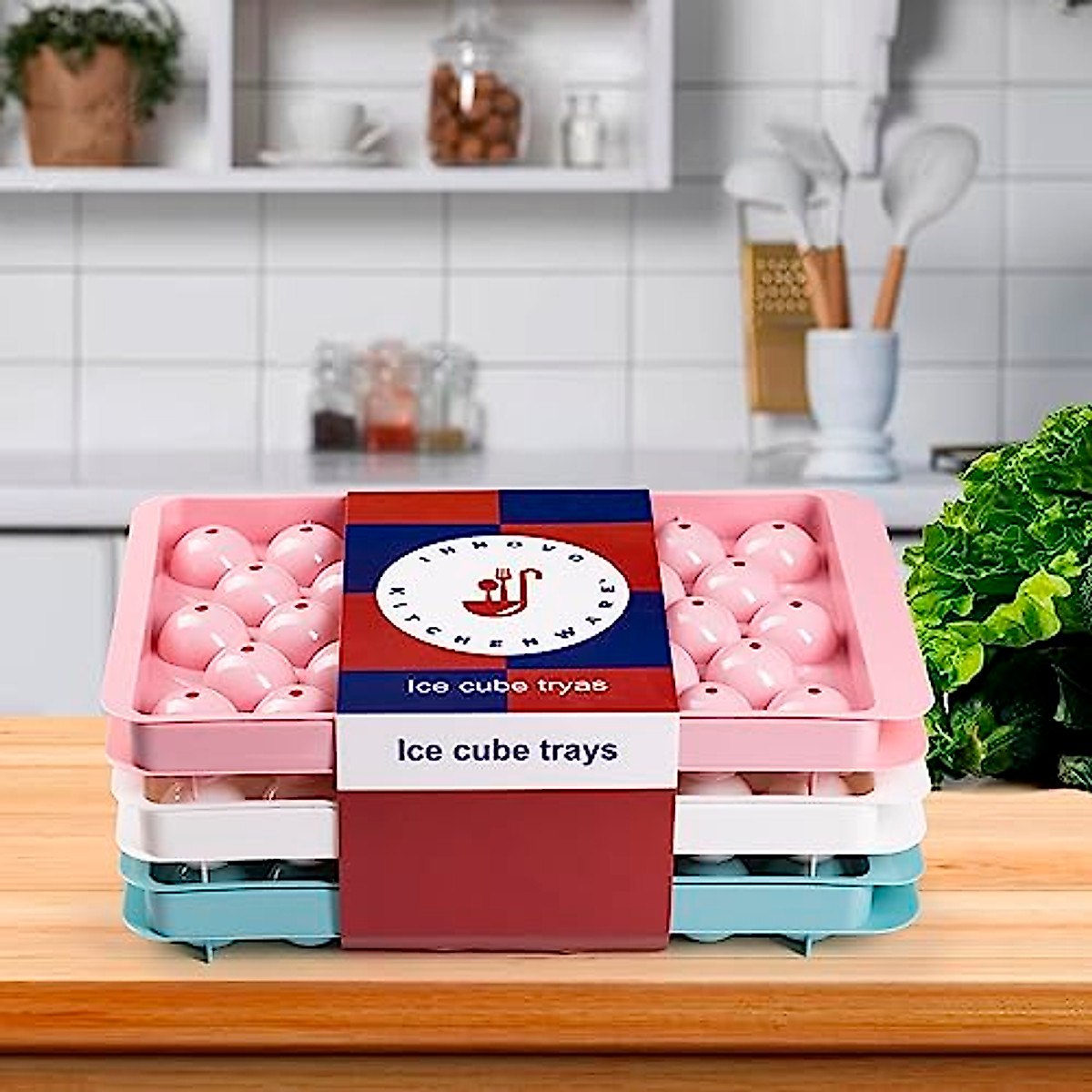 33 Cavity 1.2 Inch Cubes with 3-Pack Ice Cube Trays: Round, Circle, Sphere Molds + Crafted from TPE (Thermoplastic Elastomers) Ideal for Small Ice Cubes, Chilling, & Cocktails