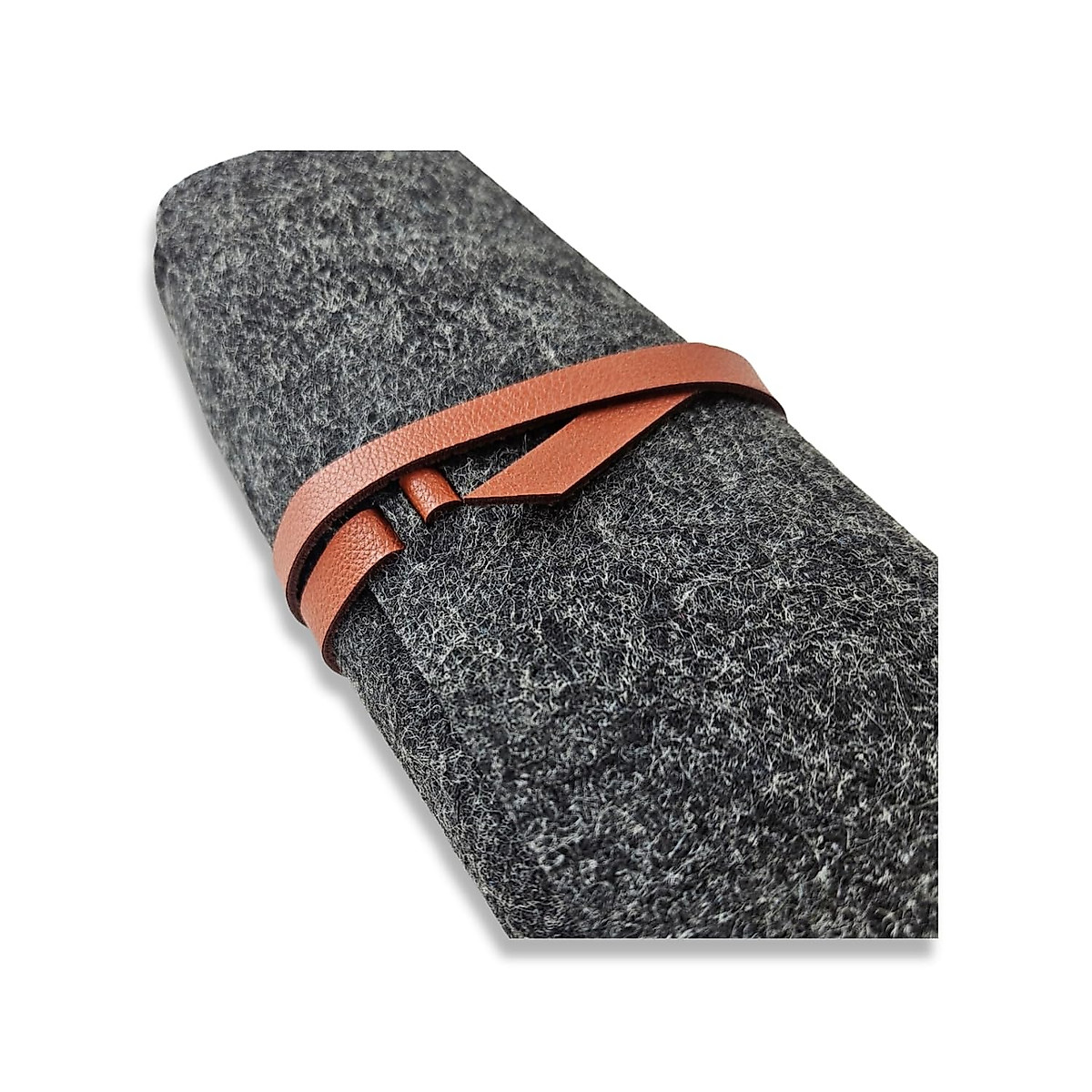 meori Felt Pencil Pouch with Artistic Vegan Leather Closure, Stylish Modern Design Durable (Anthrazite Grey, 1 Pack)