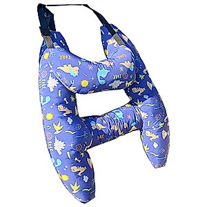 Car Pillow for Kids, H-Shape Car Seat Pillow for Kids, Portable Kids Travel Pillow, Adjustable Kids Neck Pillows for Long Trips (Dinosaur)