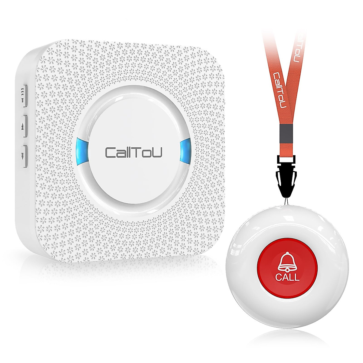 CallToU Caregiver Pager Wireless Call Button Nurse Alert System 500+ Feet for Home/Elderly/Patient/Disabled 1 Plugin Receiver 1 Waterproof Transmitter