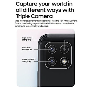 SAMSUNG Galaxy A22 5G (128GB, 4GB) 6.6" 90Hz, Android 11, 48MP Triple Camera, Dual SIM 4G Volte Unlocked (US + Global, GSM Only) International Model A226BR/DSN (Extra Fast Charger Bundle, Violet)