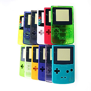 Full Housing Shell Housing Case Cover Skin Replacement Button for Nintendo Gameboy Color GBC Controller (Rose Red)