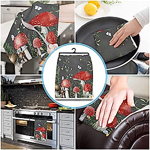 Farm Mushroom Plant Kitchen Dish Towels,1 Pack Night Moon and Stars Black Hand Towel Absorbent Dish Cloth Quick Drying Microfiber Terry Cloths Tea Towel for Dishes Counter/Bar Forest Botanical