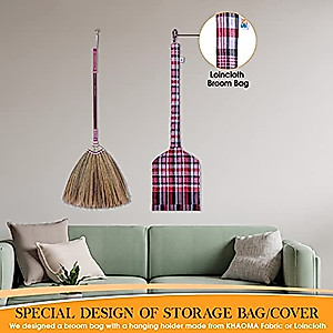 SKENNOVA - Thai Vintage Retro Grass Broom Stick, Long Handle Hand Grip The Reed Tree with Grass Durable Broom Housewarming Gifts Asian Broom 40 inch (Bamboo, 39 inch Tall)