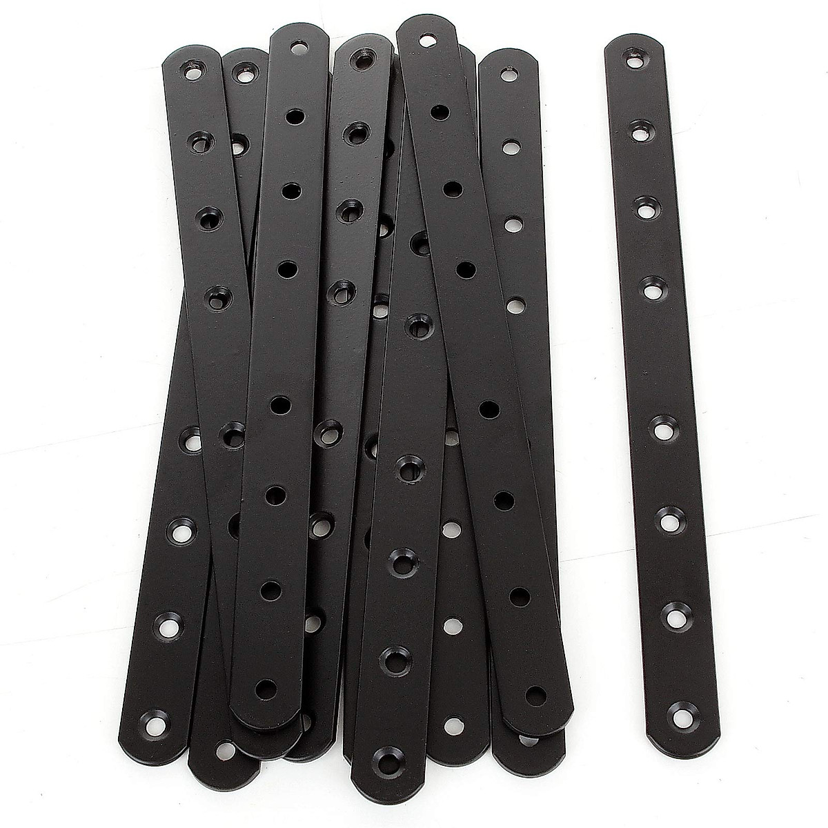 20Pcs 10Inch Mending Plates, Heavy Duty Straight Brackets for Wood Cast Iron Flat Corner Brace , Black Mending Joining Plates Fixing Hardware Brackets Connector for Furniture Repairing Table Shelf