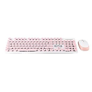 Wireless Keyboard Mouse Set, Mechanical Feel Comfortable Typing Wireless Gaming Keyboard Mouse Combo 104 Keys with No Delay for PC Laptop Tablet Desktop 2.4GHz(粉色)
