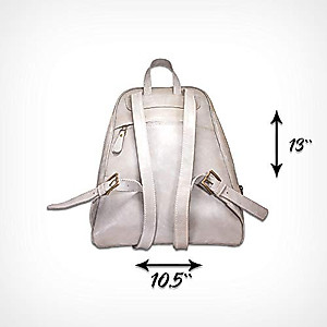 Santiago Sebastian Leathers Ladies Backpack Purse for Women, Genuine Leather, Hand tooled handbag, off white color