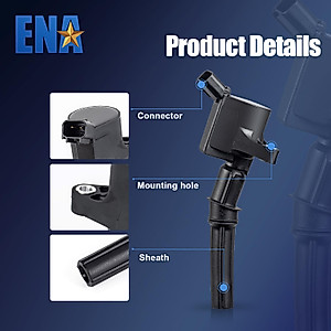 ENA Set of 8 Curved Boot Ignition Coil Pack Compatible with Ford Lincoln Mercury 4.6L 5.4L V8 Replacement for DG508 C1454 C1417 FD503 1L2U12029AA I2LU-12A388-AA C1417 DG473 DG481 DG491