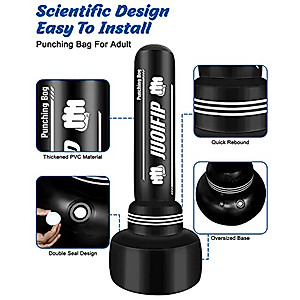 JUOIFIP Freestanding Punching Bags for Adults - 69" Heavy Bag with Stand Men Standing Boxing Inflatable Kickboxing Training MMA Muay Thai Fitness