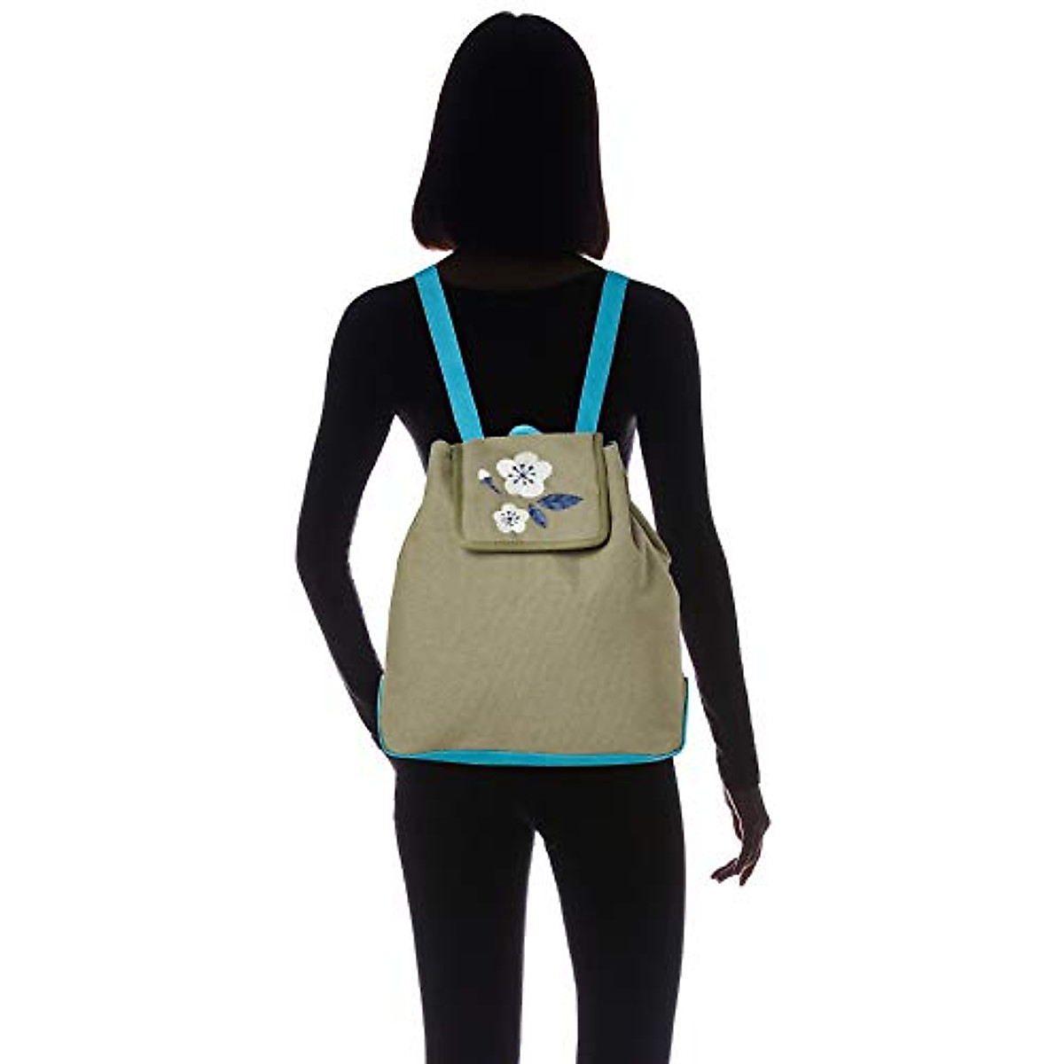 Life Is Good Blooming Pansy Wayfarer Backpack, Fatigue Green, Parallel Import