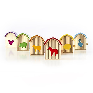 Guidecraft Barnyard Activity Boxes -21 Colorful Animal Blocks, Kids Preschool Learning and Development Toy