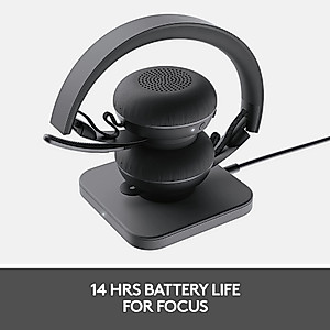 Logitech Zone 900 On-Ear Wireless Bluetooth Headset with Advanced Noise-canceling Microphone, Connect up to 6 Wireless Devices with one Receiver, Quick Access to ANC and Bluetooth