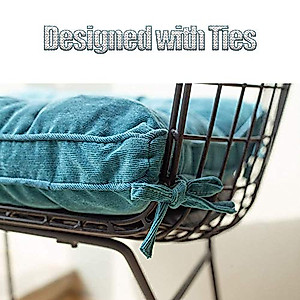 Nathime Soft Patio Outdoor Chair Pad with Ties Home Decor Indoor Dining Chairs Cushion 16.9"×16.9"×3.8" Blue 1Pc