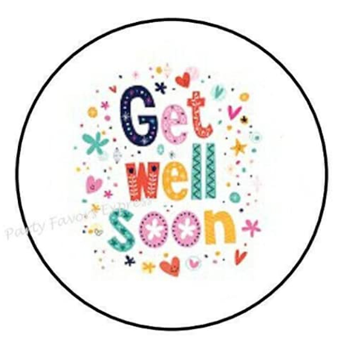 Party Favors Express 1.5Inch Get Well Soon Stickers - Get Well Soon Sticker - Sympathy Stickers Envelope Seals Labels - #AA61RK (30 Pcs)