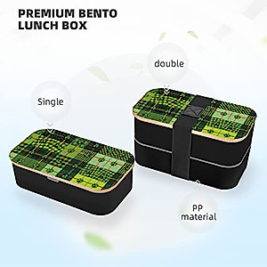 KOOLR Patchwork Print Bento Box Adult Lunch Box With 2 Compartments Stackable For Work Picnic Leak Proof Bento Box