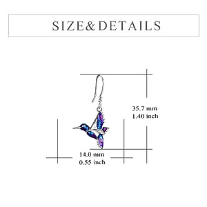 YFN Hummingbird Earrings Bird Dangle Earrings 925 Sterling Silver Jewelry Hummingbird Gifts for Women