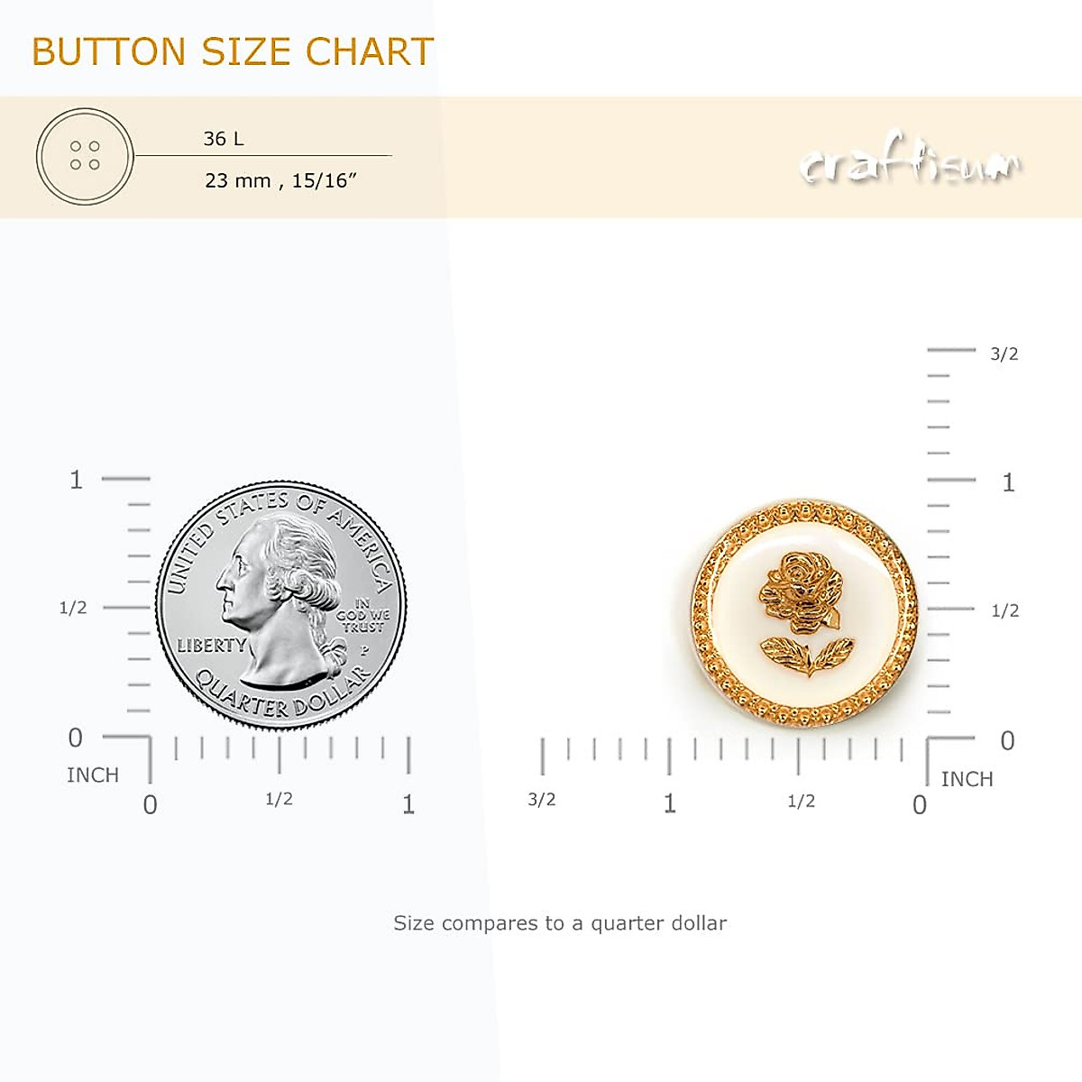 Craftisum 20 pcs Elegant White Enamel Rose Sewing Metal Shank Buttons for Coats -23mm -7/8"