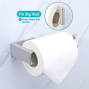 TocTen 24 Inch Bath Towel Rack + 4-Pcs Bathroom Hardware Set Stainless Steel Square Towel Rack Set - Include 16 Inch Towel Bar, Hand Towel Holder, Toilet Paper Holder, Robe Hook(Polish Chrome)