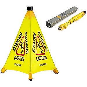 Alpine Pop-Up Wet Floor Sign - Portable Three Sided Caution Cone - Slip & Fall Accident Prevention - for Commercial & Office Use (20 inches)