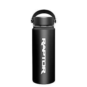 iPick Image for Ford F-150 Raptor Laser Etched 18 oz Dual-Wall Insulated Black Stainless Steel Water Bottle Travel Tumbler Mug