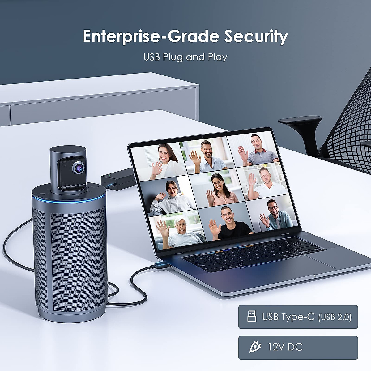 NexiGo Meeting 360, 8K Captured AI-Powered Framing & Speaker Tracking, 1080p HD 360-Degree Smart AIO Video Conference Camera, 8 Noise-Cancelling Microphones, and Speaker