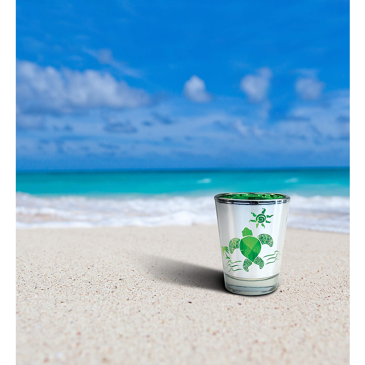 Puzzled 1.7 Oz Green Turtle Shot Glass, 2.5 Inch Novelty Glassware for Drinking Game Liquor Tequila Whisky Vodka Espresso Shooter Glasses Party Drinkware