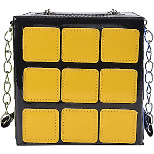 QZUnique Women's Cute Cube Shape Handbag Magic Crossbody Shoulder Bag Clutch Bag With Super Long Shoulder Strap