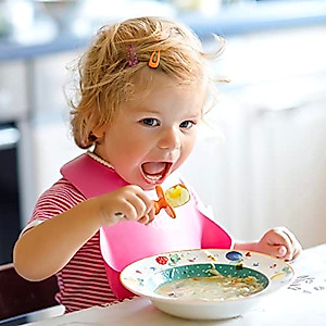 6 Pack Baby Utensils Self Feeding 6+ Months, Silicone Baby Spoons and Forks, Toddler Utensils for Baby Led Weaning, Chewable Utensils First Stage, Pink, Yellow, Grey