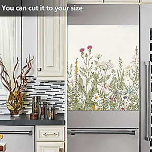 JUMBEAR Herb Flower Dishwasher Magnet Cover, Reuseable Refrigerator Magnet Cover Decal Fridge Microwave Stickers Holiday Party Decor, 23 x 26 Inch