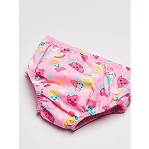 Swim Time Girls' Reusable Swim Diaper UPF 50+ with Side Snaps, Pink ice Cream/Watermelon, X-Large