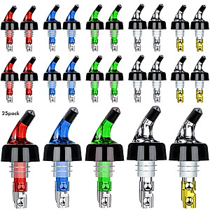 SuproBarware Automatic Measured Bottle Pourer Liquor Bottle Pourer Quick Shot Dispenser 1oz Liquor Pour Spout for Alcohol,Wine,Spirits, Home Bar Kitchen Tools 25 Pack