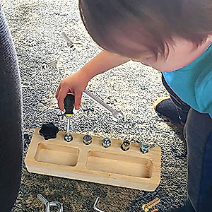 14 Pcs Kids Montessori Screwdriver Board Set, Wooden Screw Driver Activities Tools Montessori Toys for 3 4 5 Year Old, Basic Skills Educational Sensory Learning Toy for Kids Toddlers Preschool