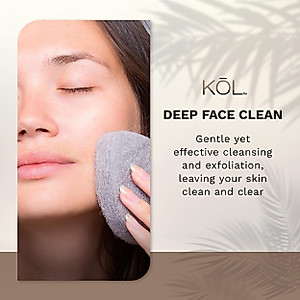 KOL Face Scrubber, Charcoal Infused Exfoliating Facial Cleansing Pads, Disposable Exfoliator Face Sponge for Daily Cleaning and Makeup Removal, 6 Count