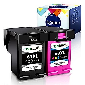 Remanufactured for HP Ink 63 Replacement 63xl Black Ink Cartridge for HP OfficeJet 3830 4650 5255 4652 Envy 4520 4510 4512 4513 4516 Deskjet 1112 3634 3639 3632 2130 for 63xl Ink Cartridge Combo Pack