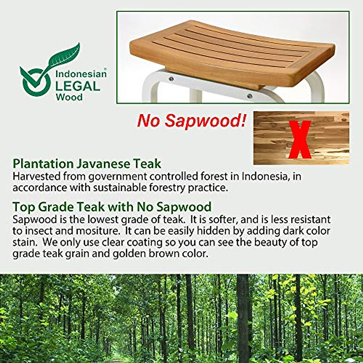 Bali Teak & Aluminum Indoor Outdoor Shower/Bath/Spa/Patio Stool Bench, Seat Chair with Storage Shelf and Adjustable TPR Feet, Anthology Spa Collection, B103/BGE (Light Beige)